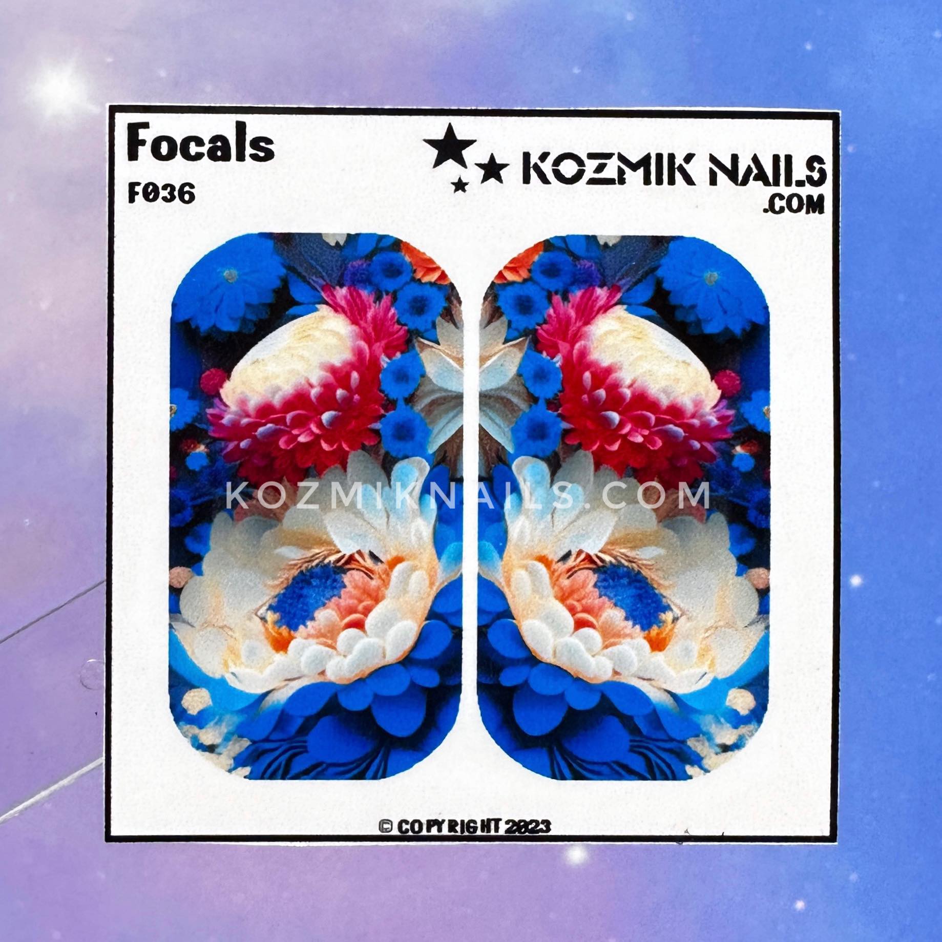 F036 Paper Flowers Blue Waterslide Nail Fingernail Wrap Nail Art ...