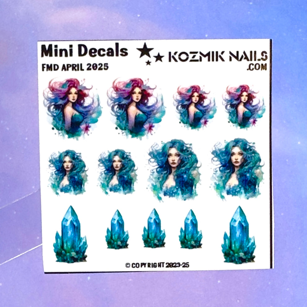 FMD April 2025 Mermaid and Crystal Themed Nail Waterslide Decals ...