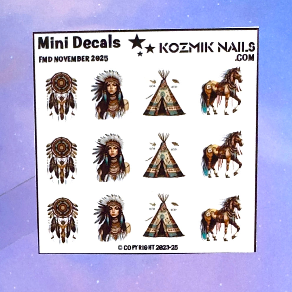 FMD November 2025 Native American Indian Nail Waterslide Decals ...